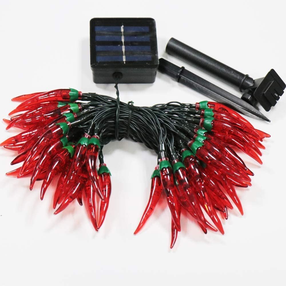 5/7/12M LED Solar Red Chili Lights